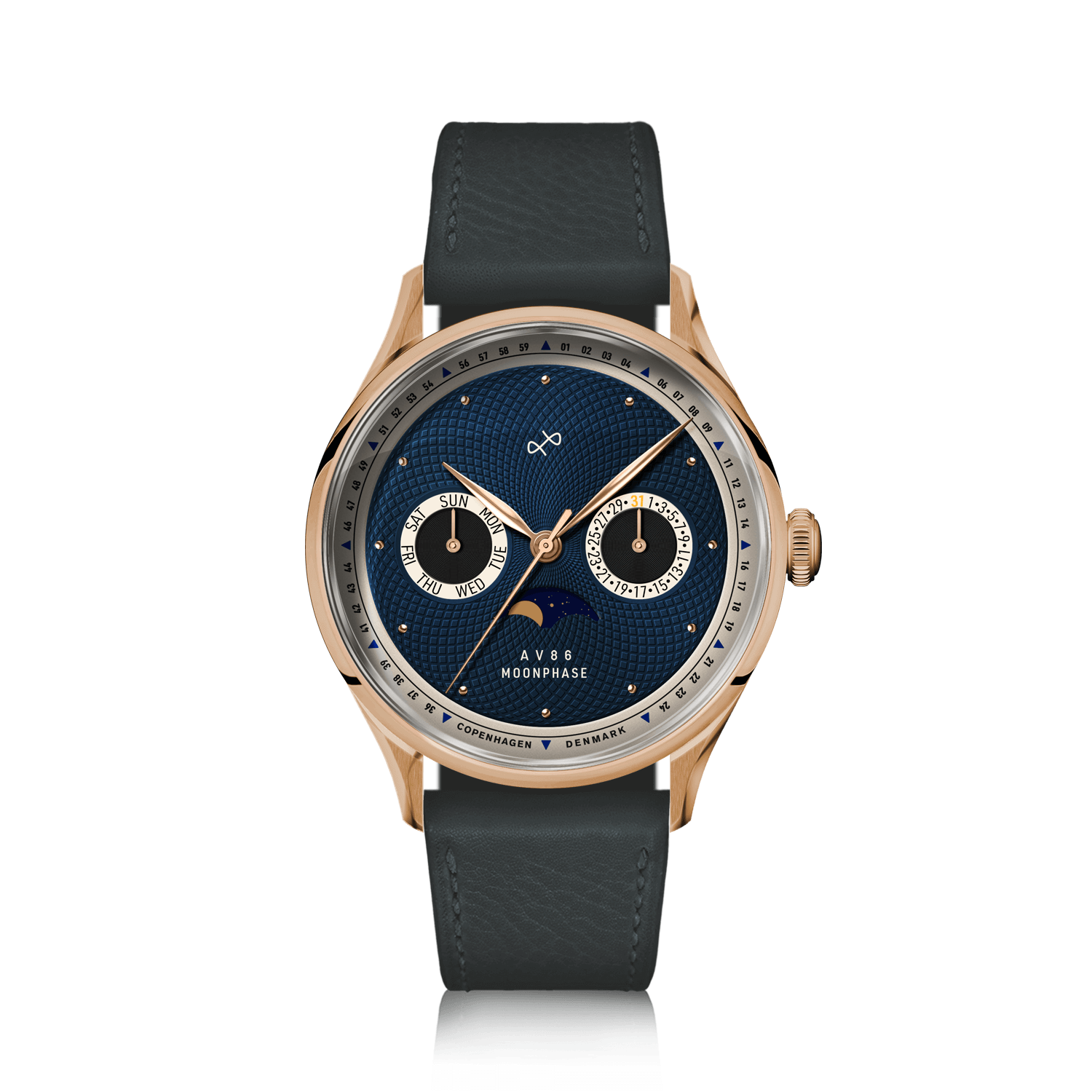 1968 Moonphase, Rose Gold / Dark Blue | Free engraving | AV86